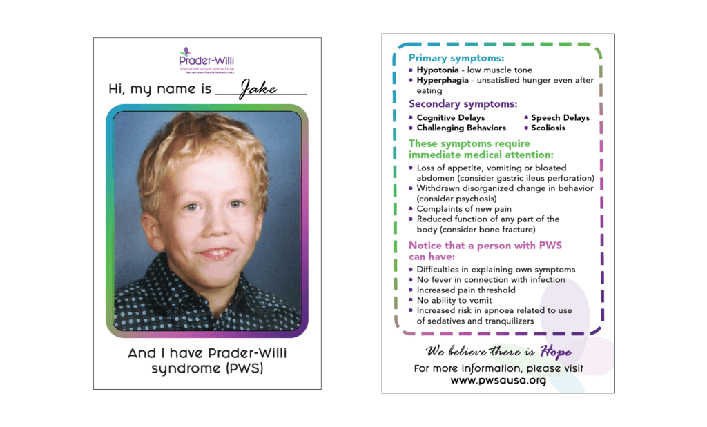 NEW Customizable PWS Health Identification Card! - Prader-Willi ...