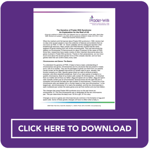 Resources: Diagnosis and Testing - Prader-Willi Syndrome Association | USA